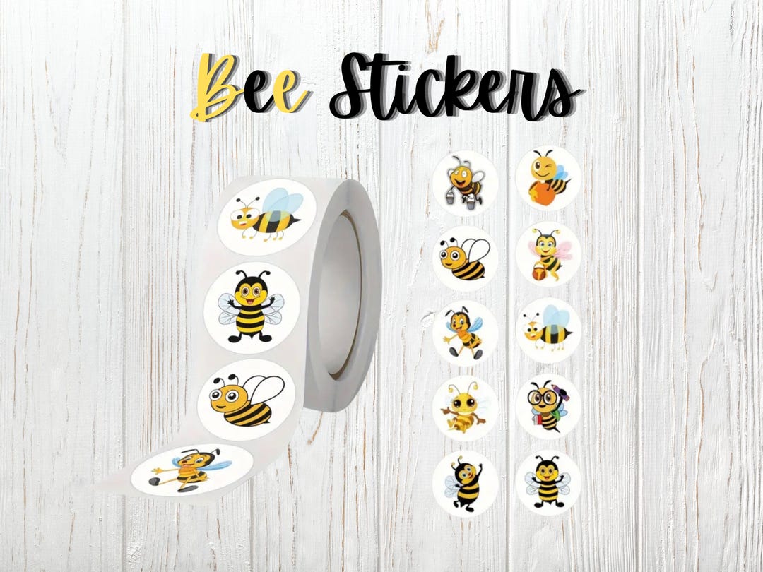 Cartoon Bee Stickers: Waterproof Vinyl, Party Favor Decor (0.92") - Etsy