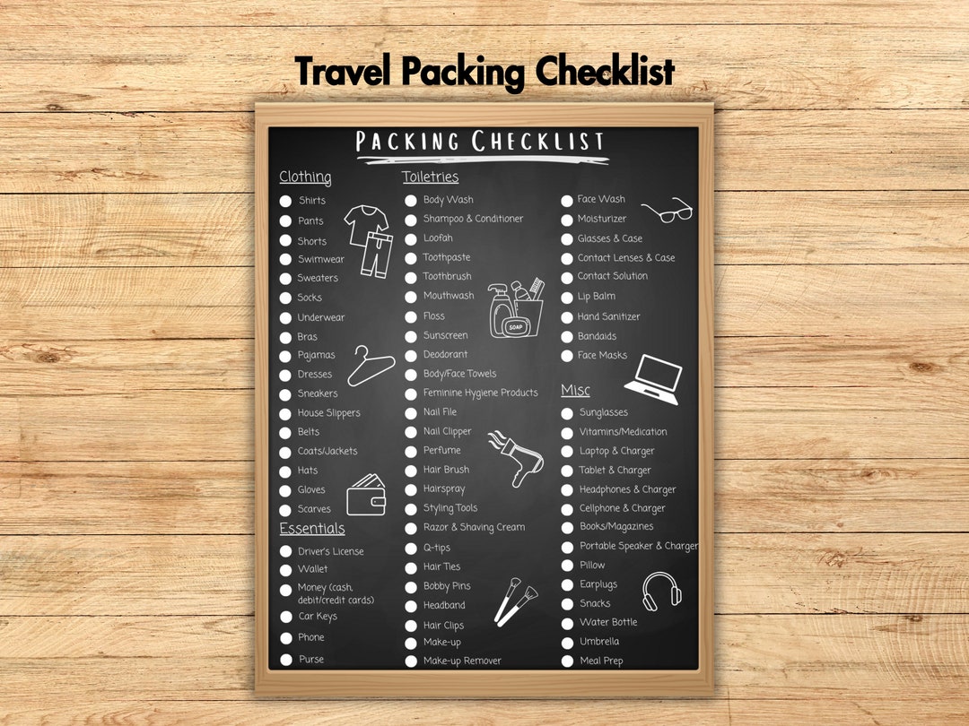 Travel Packing List, Checklist for Vacation, Ultimate Packing List ...