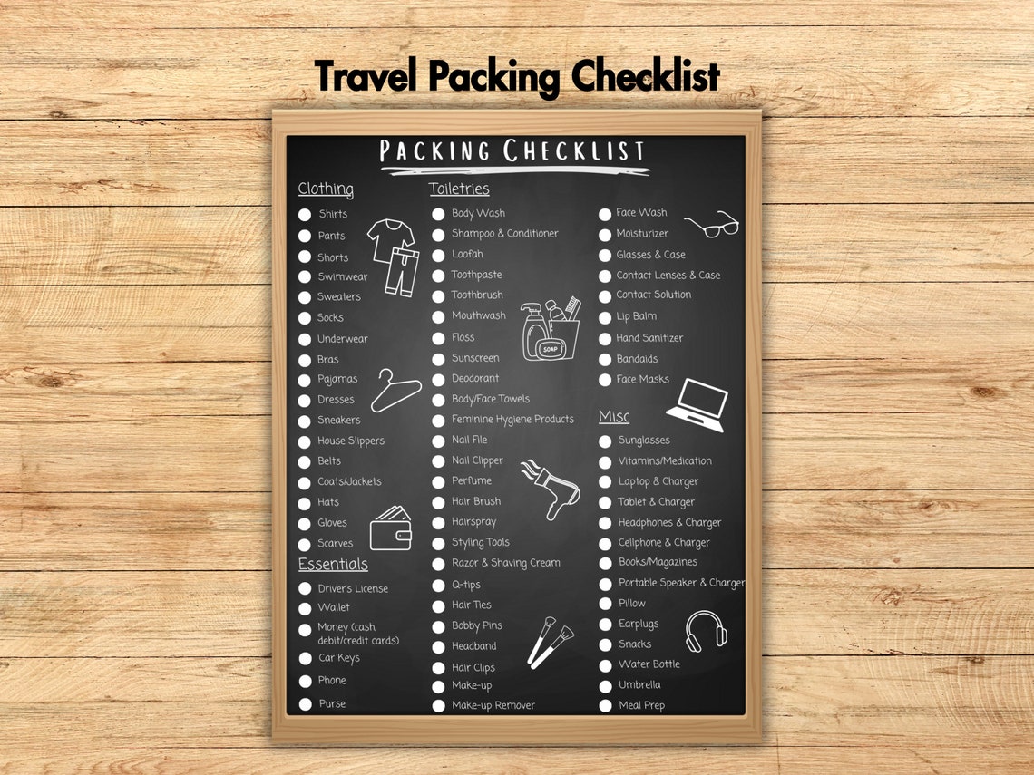 Travel Packing List, Checklist for Vacation, Ultimate Packing List ...