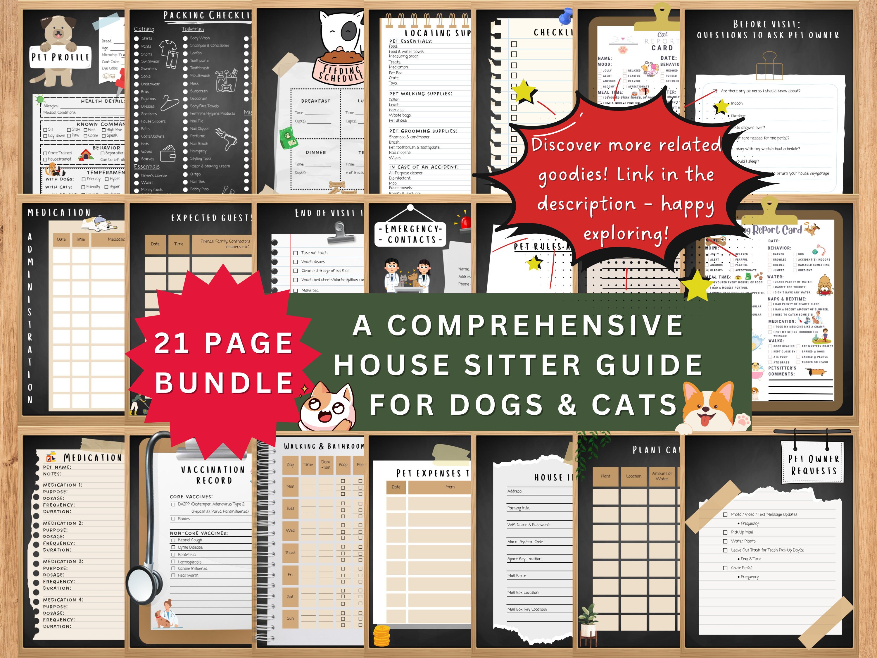 Cat Report Card Template: Pet Sitter Grooming Form (digital Download ...