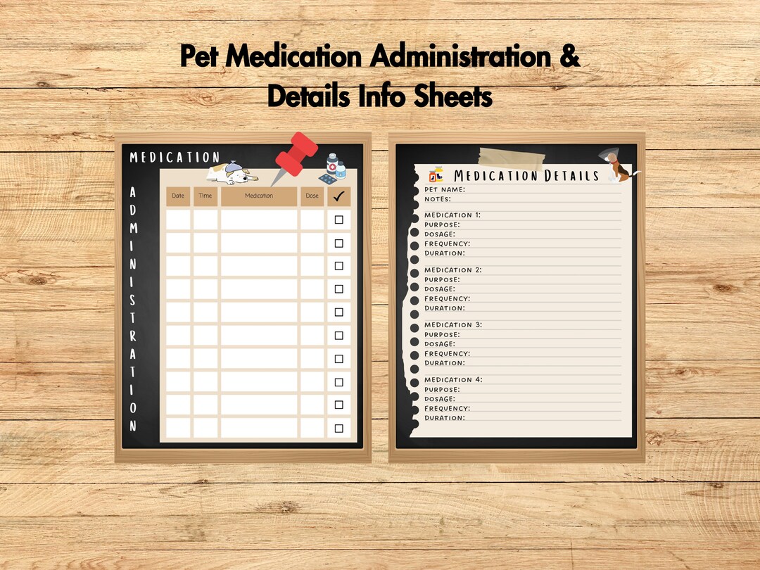 Pet Medication Administration & Medicine Details Info Sheet Puppy ...