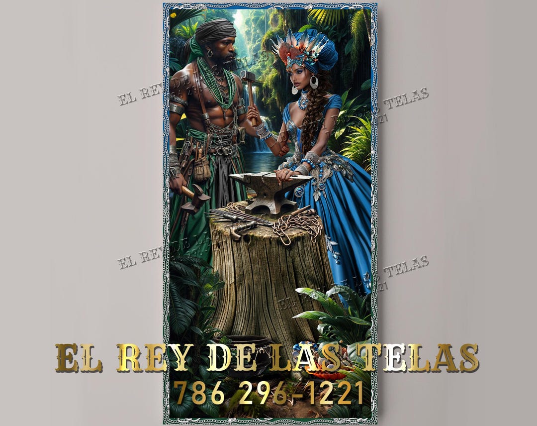 Throne Panels for Ogun and Yemaya / Decorative Tapestry / Orishas ...