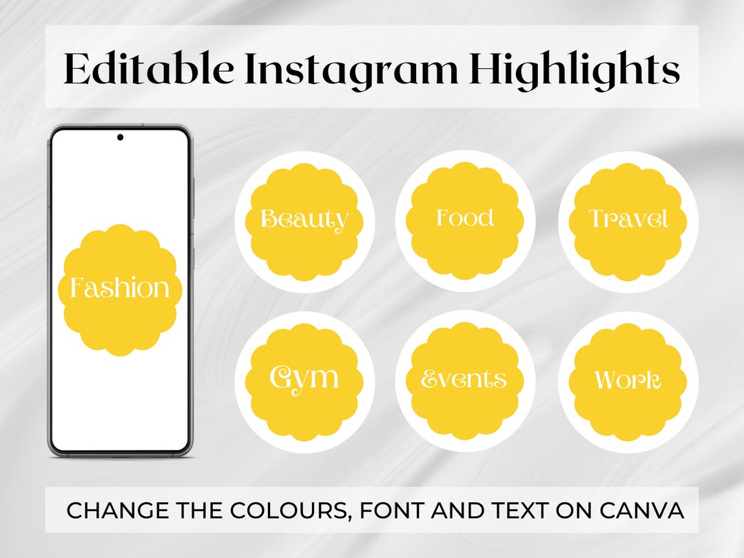 EDITABLE INSTAGRAM HIGHLIGHTS / Yellow Instagram Icons, Aesthetic ...