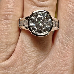 Same Day Ship Certified Bezel Set 4CTW Round Brilliant Moissanite ...