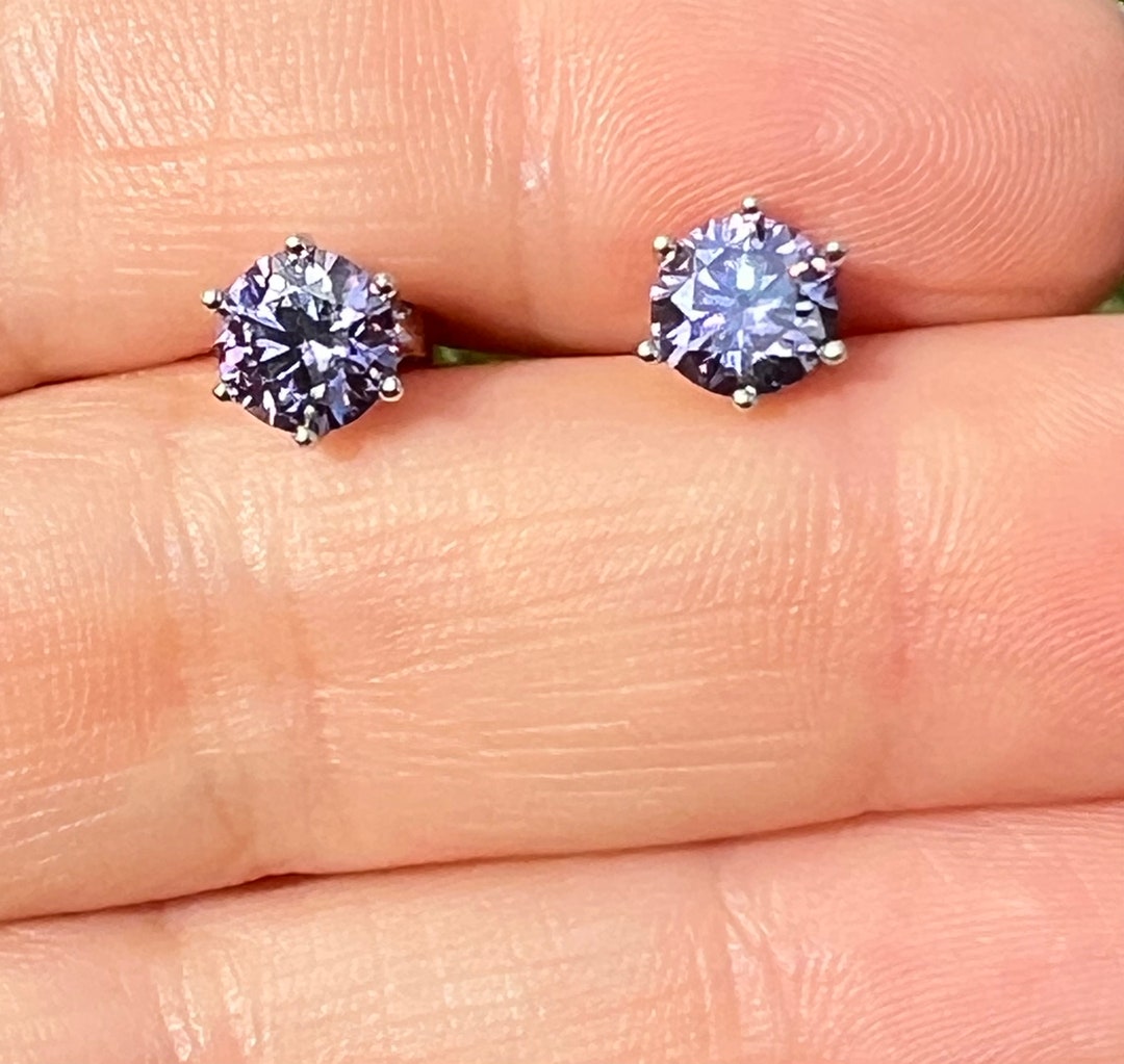 Certified Rare 2TCW Round Brilliant Fancy Lavender (light Violet ...