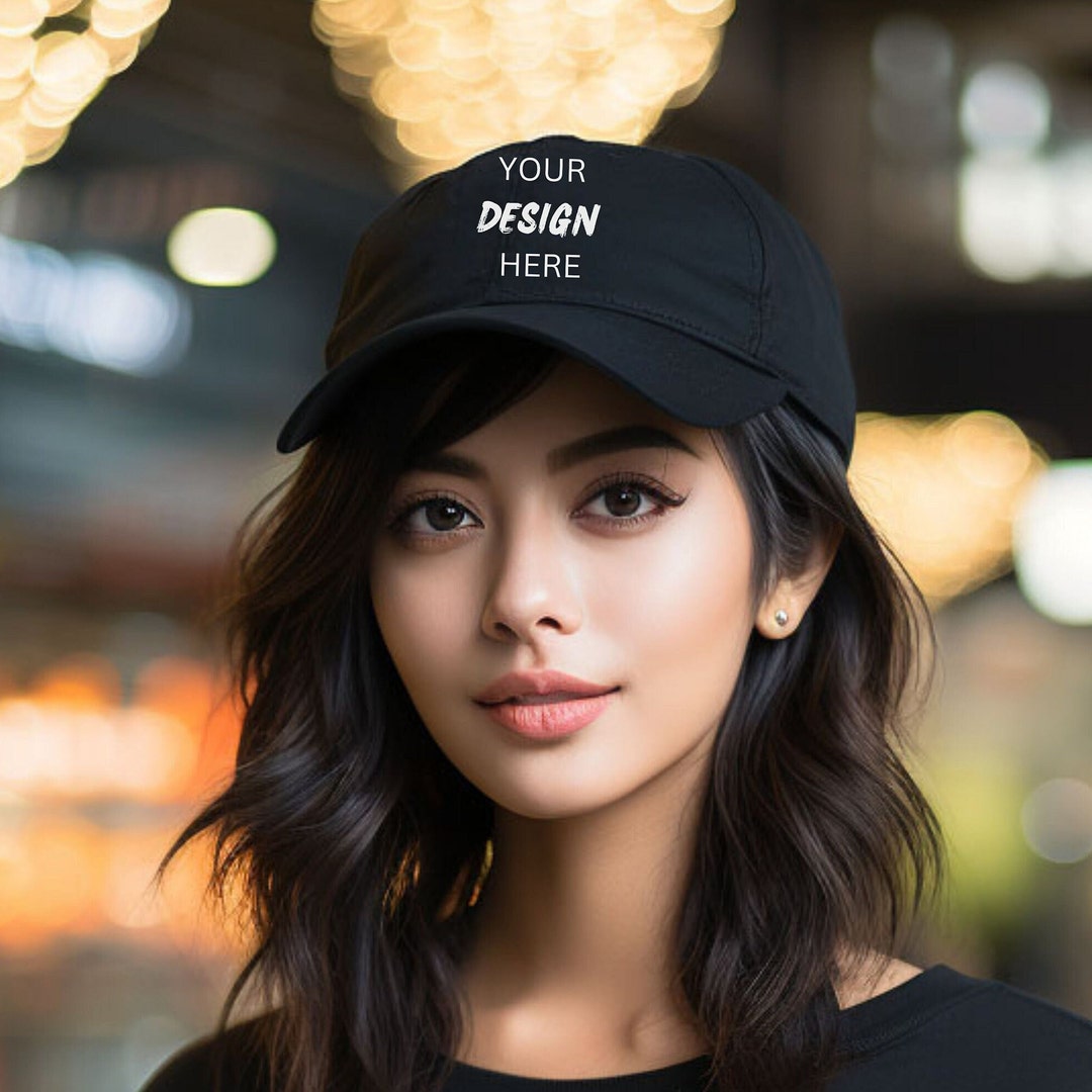 Woman Cap Mockup Girl Hat Mockup Black Gildan 18000 Shirt Matching ...