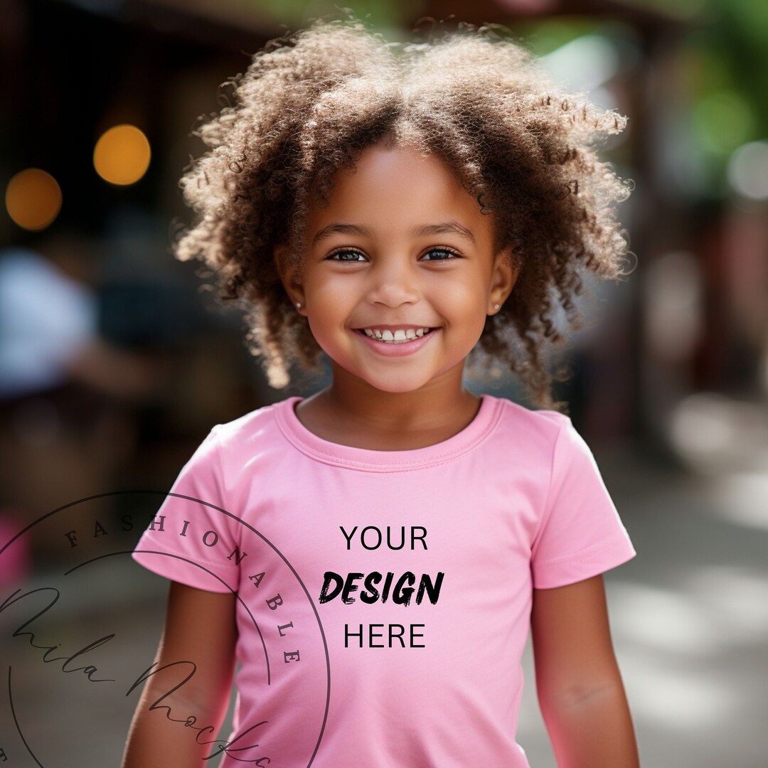 Soft Pink Bella Canvas 3001Y/ 3001T Mockup Girls Mockup Light Pink ...