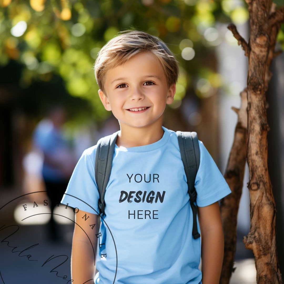 Light Blue Gildan 5000B Mockup Boys Mockup Light Blue T-shirt Mockup ...