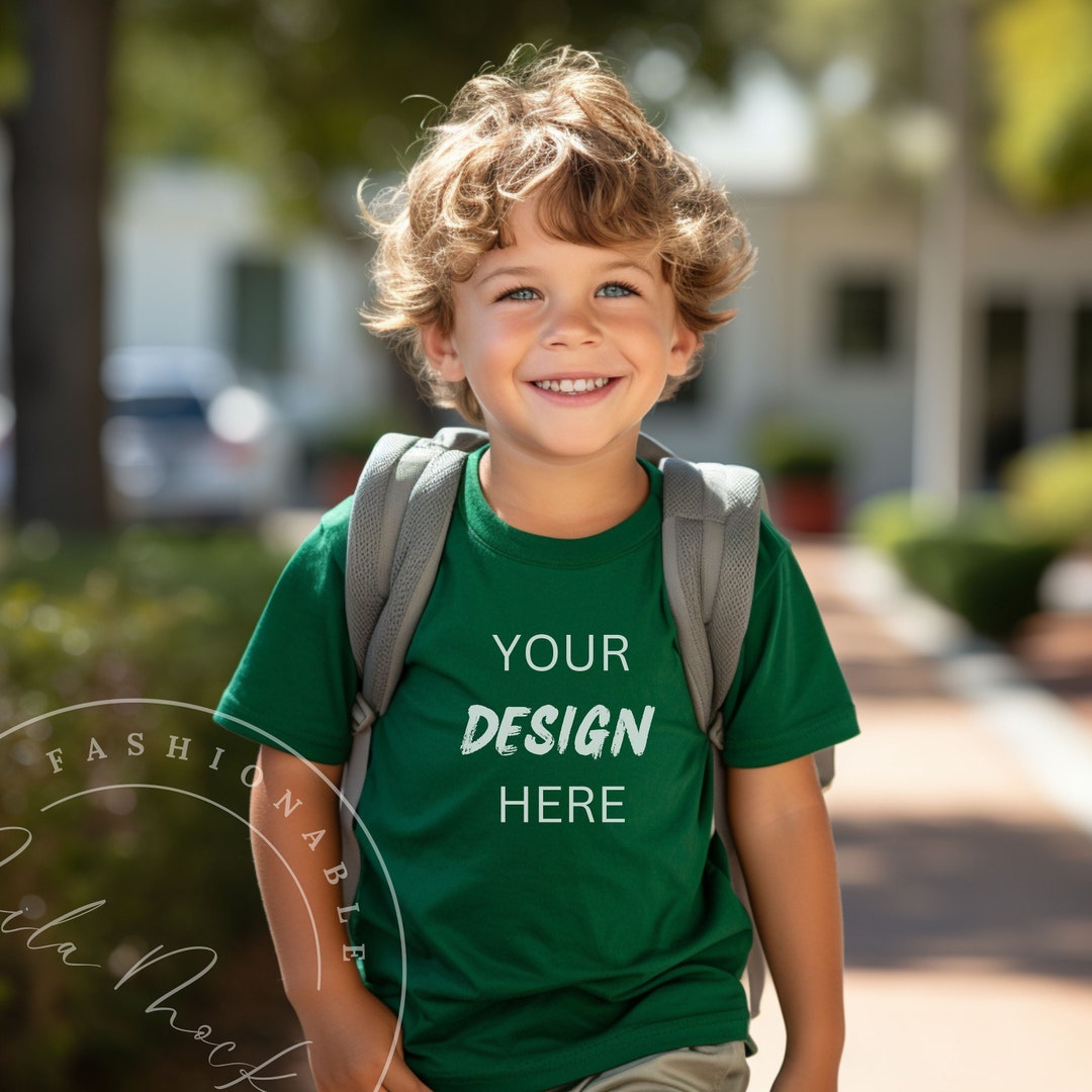 Kids T-shirt Mockup Irish Green Gildan 5000B Mockup Back to School ...