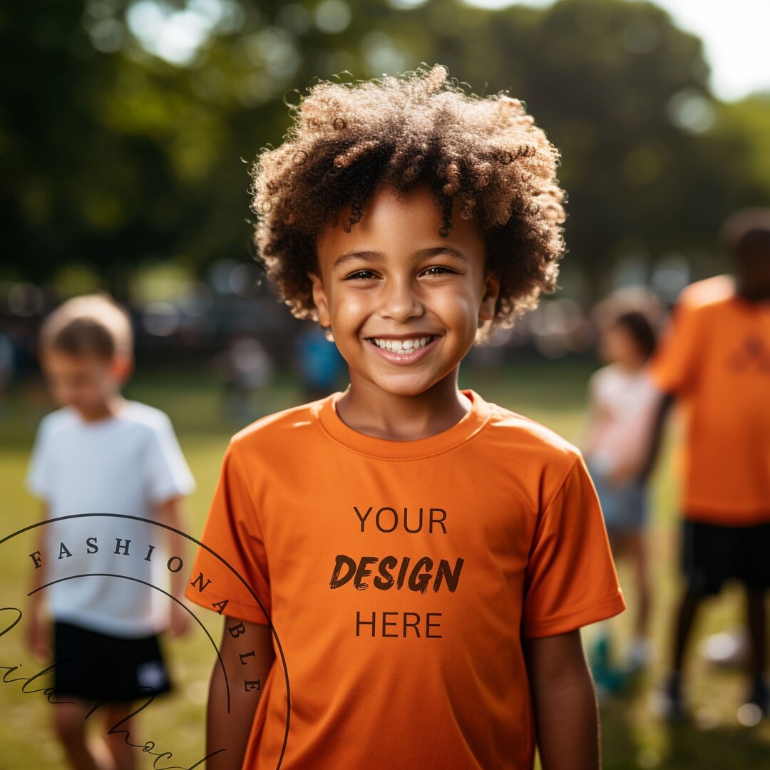 Kids T-shirt Mockup Orange Delta 11736 Mockup Orange T-shirt Kids ...