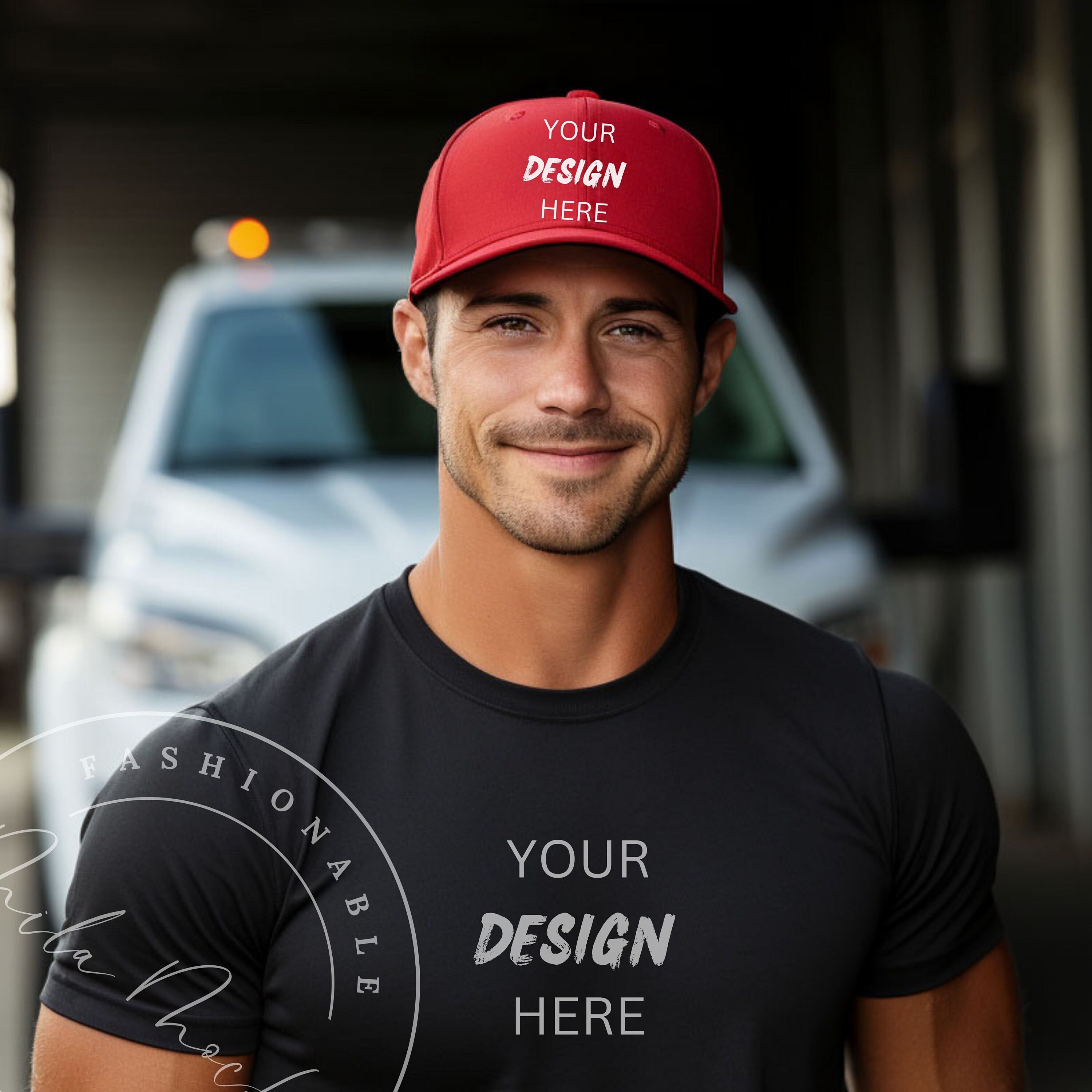 Man's Red Baseball Cap Mockup Male Red Dad Hat Mockup - Etsy