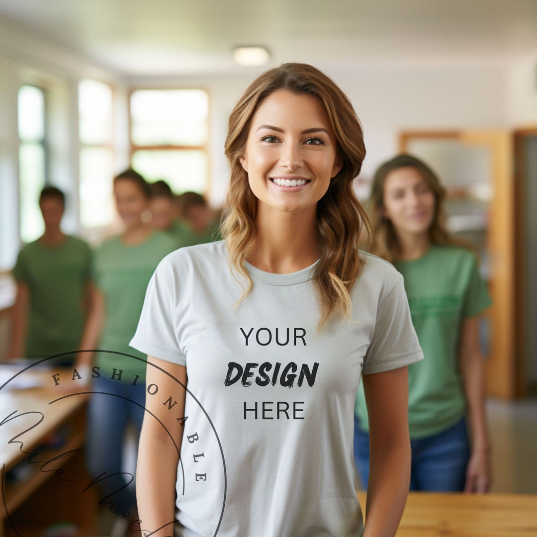 Teacher Mockup Heather Ice Blue Bella Canvas 3001 T-shirt - Etsy