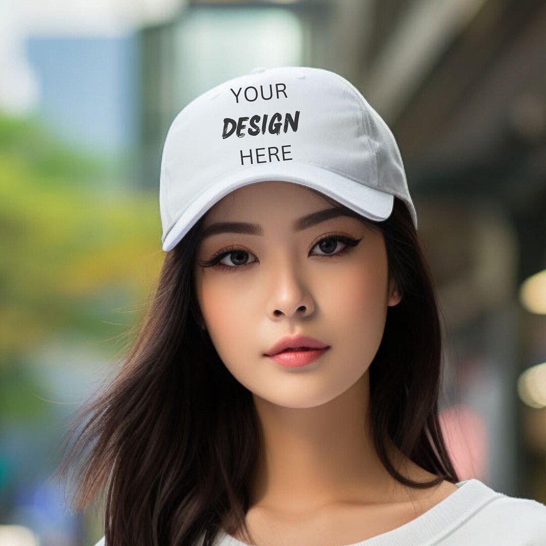 Woman Baseball Cap Mockup Gildan 18000 White Shirt Matching - Etsy