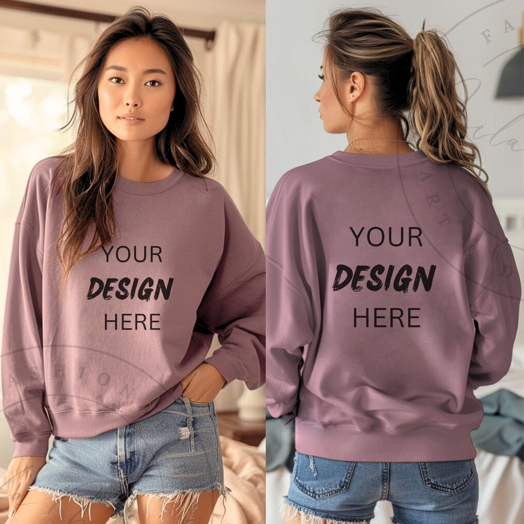 Paragon Gildan SF000 Front Back Sweatshirt Mockup Female Sweater Back ...