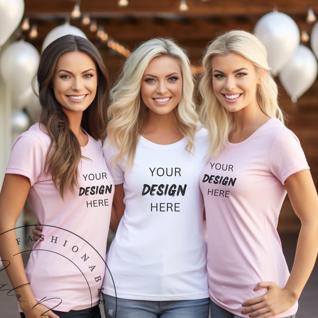 Bridesmaids Mockup Bachelorette Party Mixed Colors T-shirt White Light ...