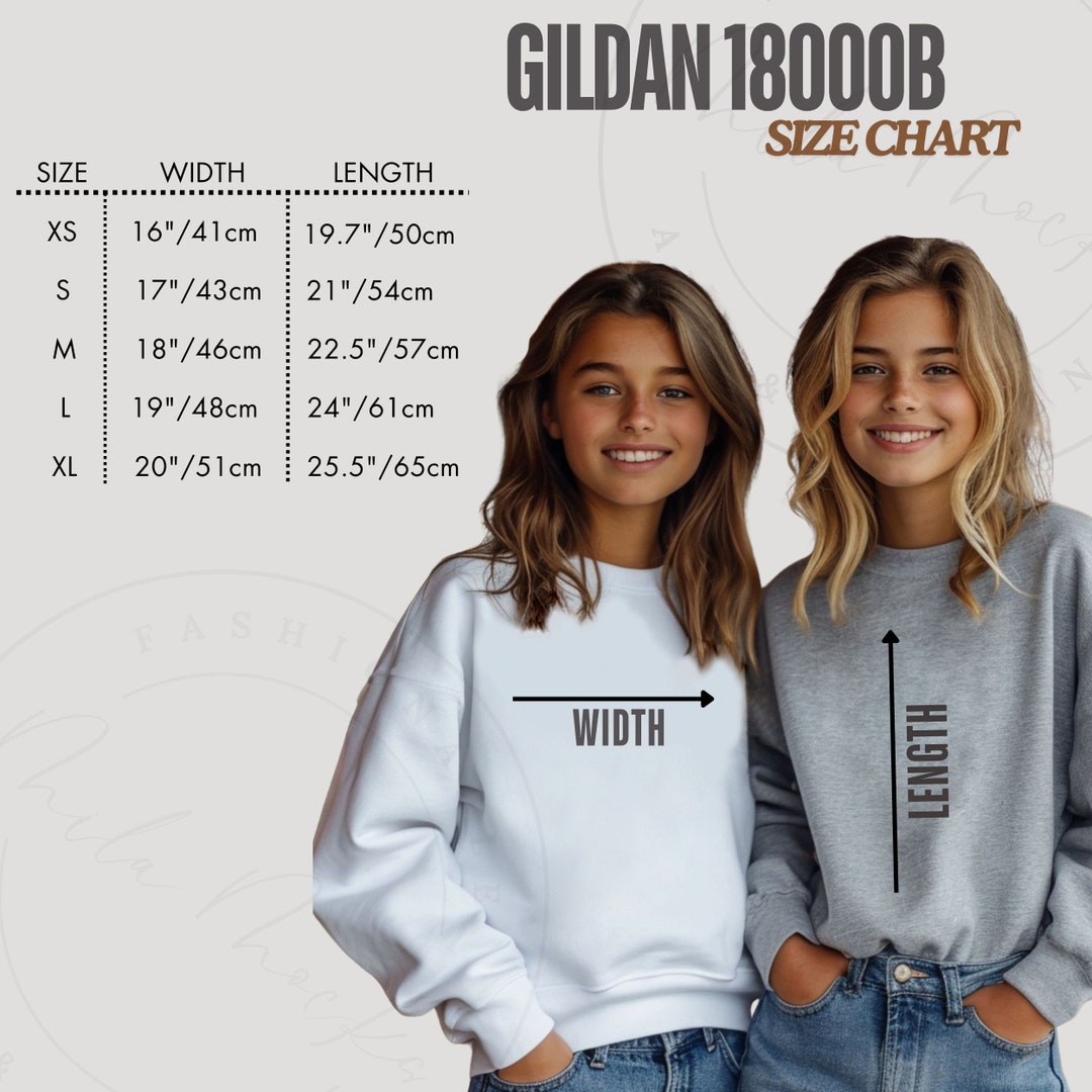 18000B Size Chart Gildan 18000B Youth Shirt Size Chart 18000B Youth ...