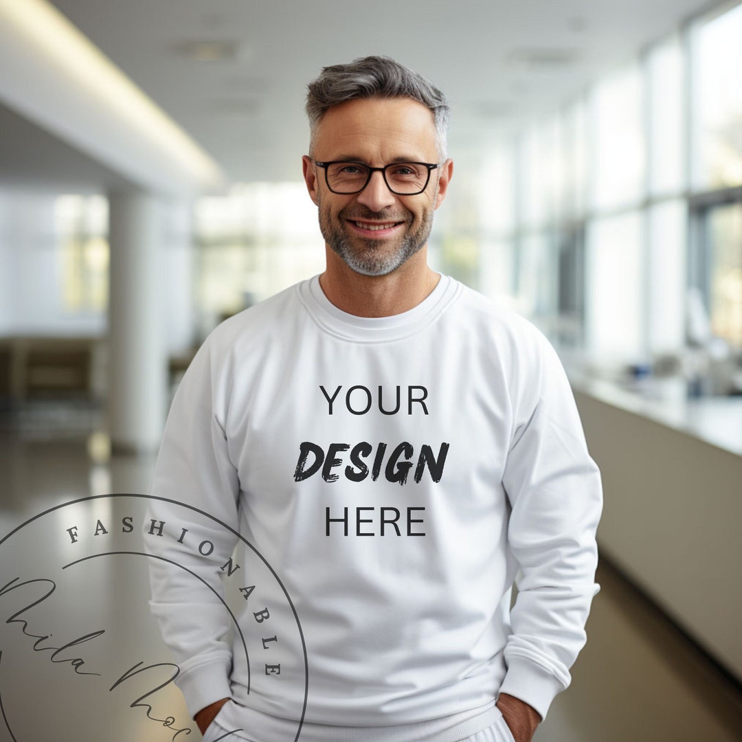Doctor Mockup Nurse Mockup White Gildan 18000 Crew Neck Healthcare ...