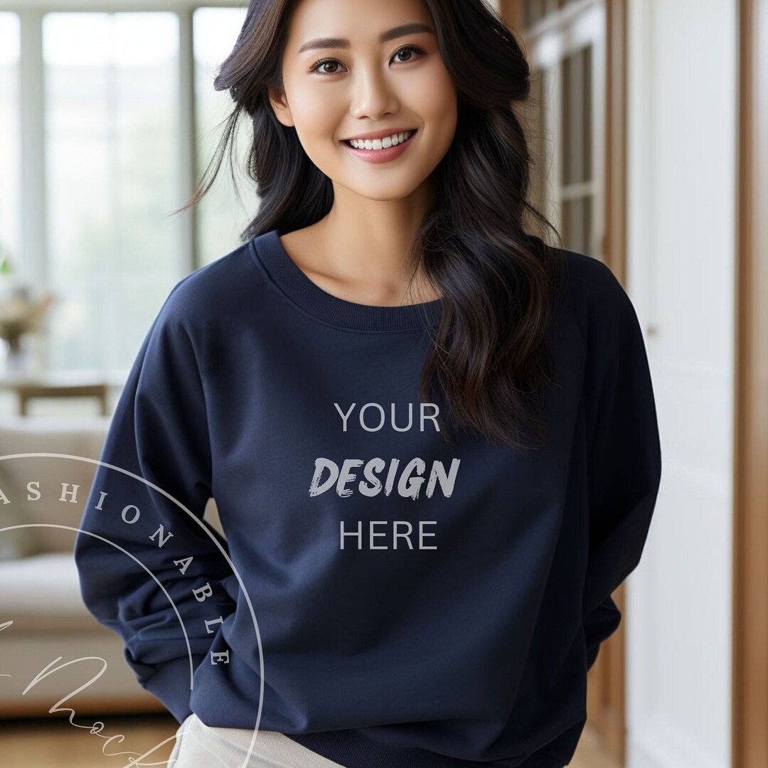 Navy Gildan 18000 Mockup Navy Oversized Gildan Sweatshirt Mockup Navy ...