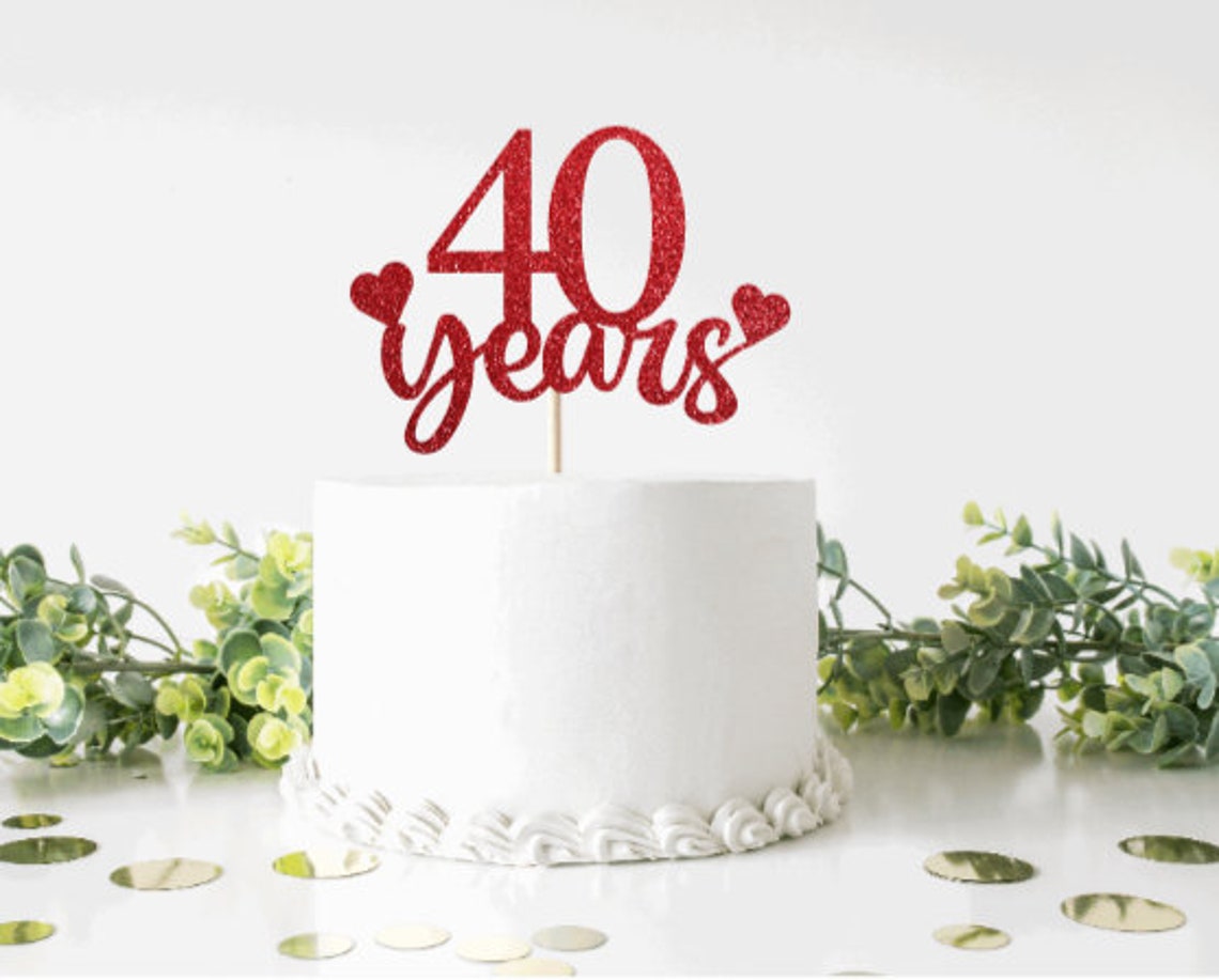 Ruby 40 Years Wedding Anniversary Cake Topper Red Double Sided - Etsy UK
