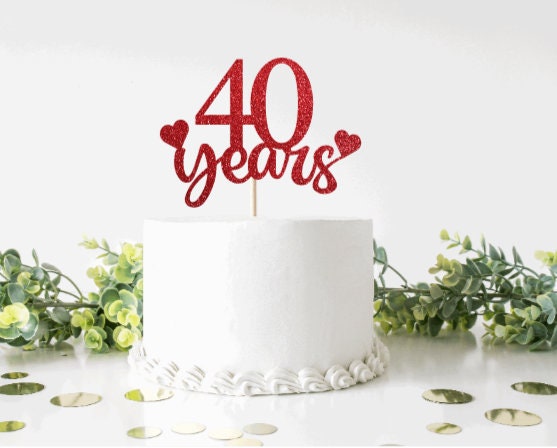 Ruby 40 Years Wedding Anniversary Cake Topper Red Double Sided - Etsy UK