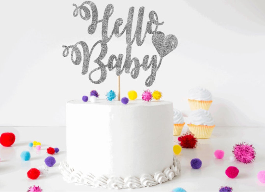 Hello Baby Cake Topper Baby Shower Cake Topper Glitter Card - Etsy