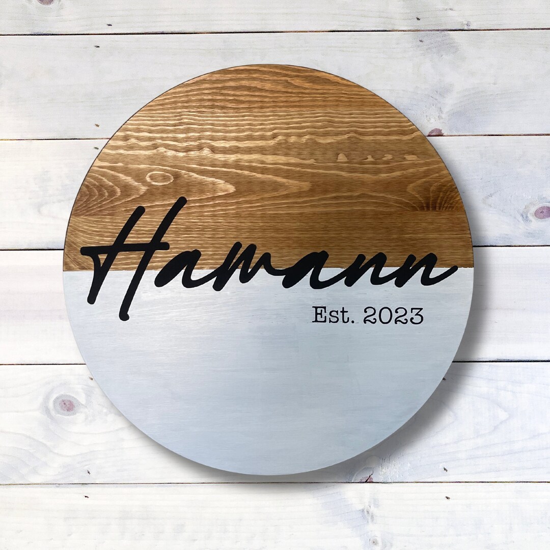 Custom 18 Inch Round Last Name Wood Sign, Personalized Wedding Gift - Etsy
