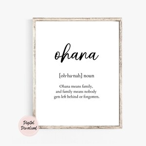 Ohana Definition Print, Ohana Quote, Printable Wall Art, Minimalist ...