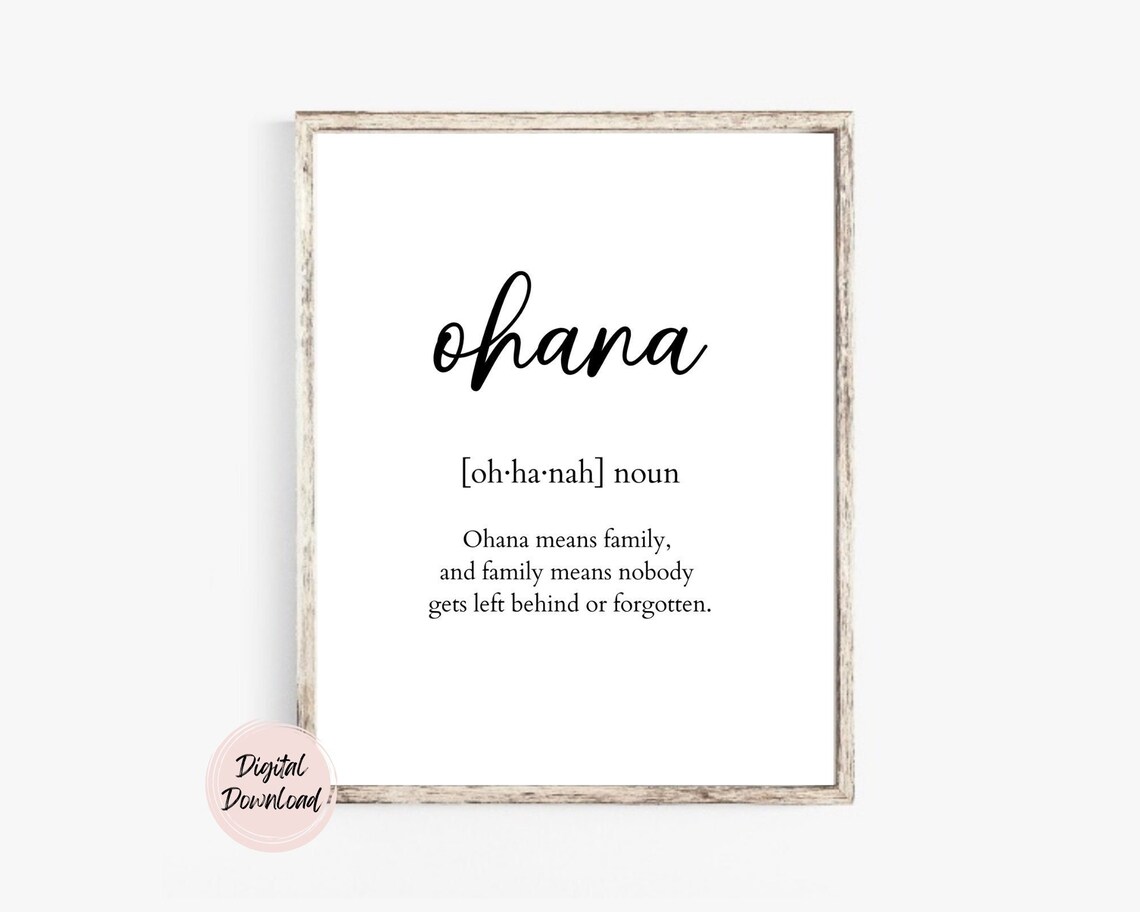 Ohana Definition Print, Ohana Quote, Printable Wall Art, Minimalist ...