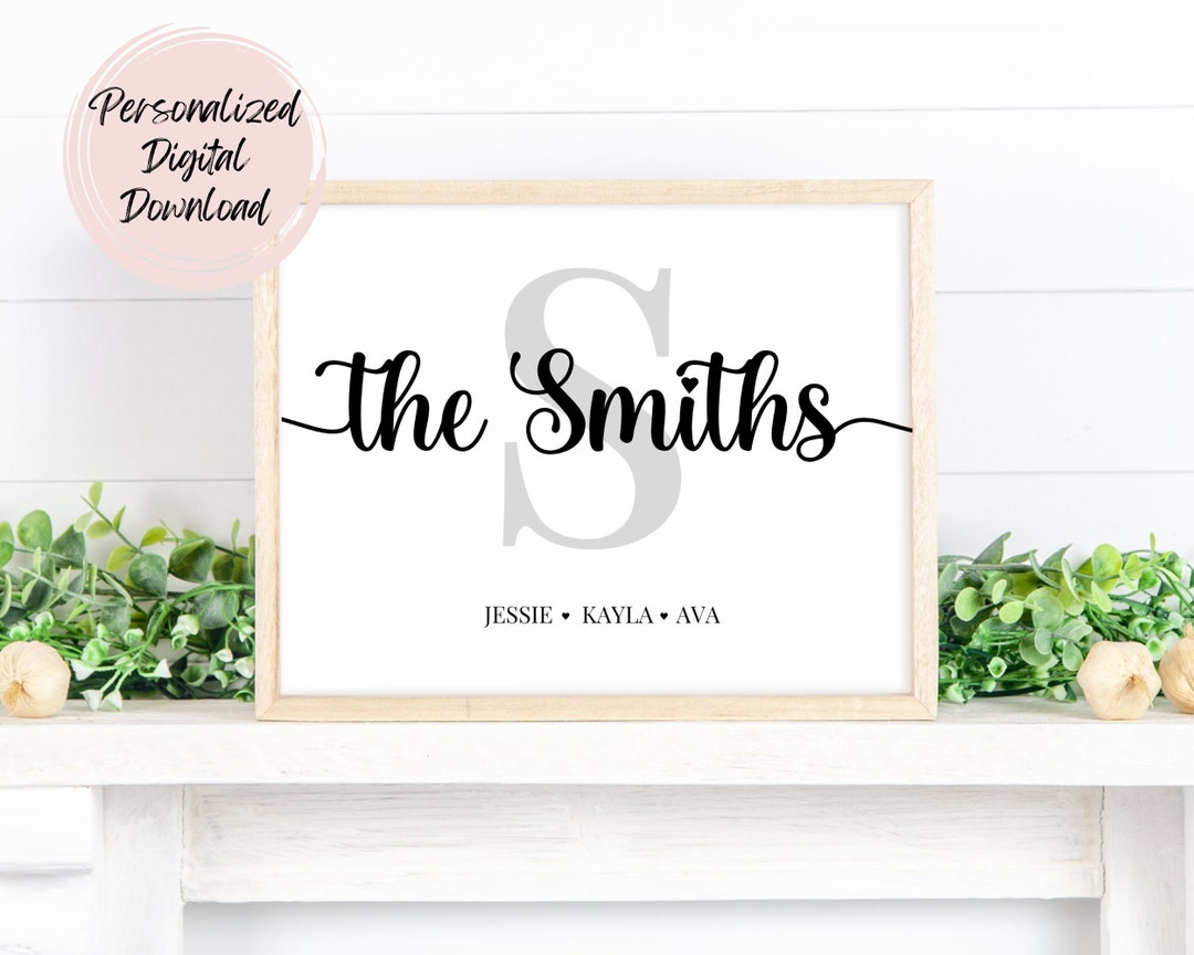 Personalized Family Name Print, Custom Art Printable, Family Initial ...