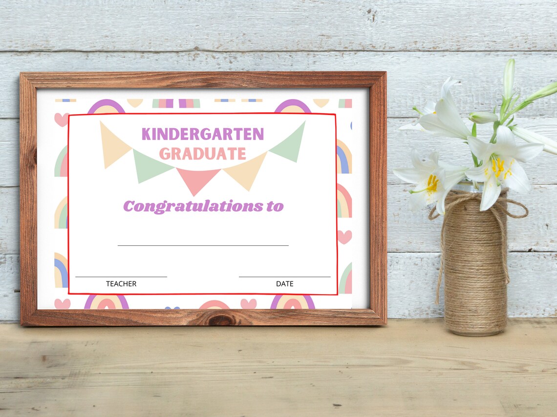 Kindergarten Graduation Certificate Pastels - Etsy