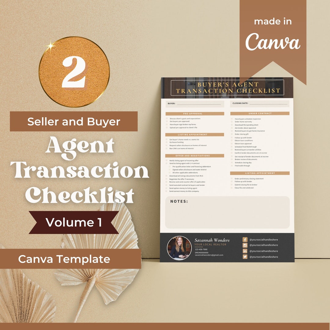 Sellers Agent & Buyers Agent Transaction Checklist Bundle | Realtor ...