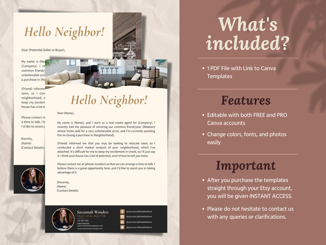 Real Estate Recommendation Letter Real Estate Referral - Etsy