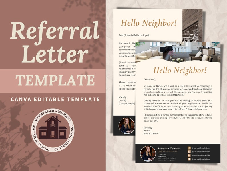 Real Estate Recommendation Letter Real Estate Referral - Etsy