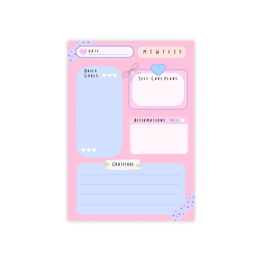 Self-care Notepad, Daily Goals & Affirmations Journal, Mental Health ...