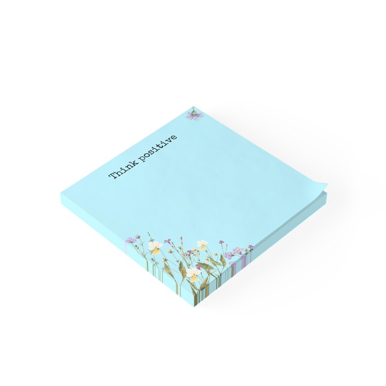 Stationary: Blue Floral Post-it® Note Pads, Cute Positive Affirmation ...