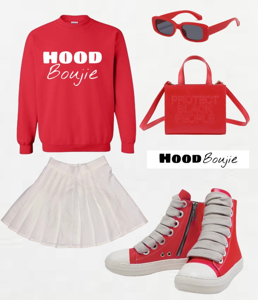 Red Ricky High Top Jumbo Lace Pu Leather Sneakers to Match Sweatshirt ...