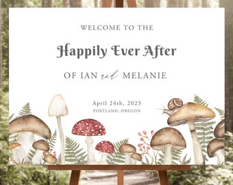 Forest Mushroom Welcome Sign Template, Botanical Mushroom Welcome Sign ...