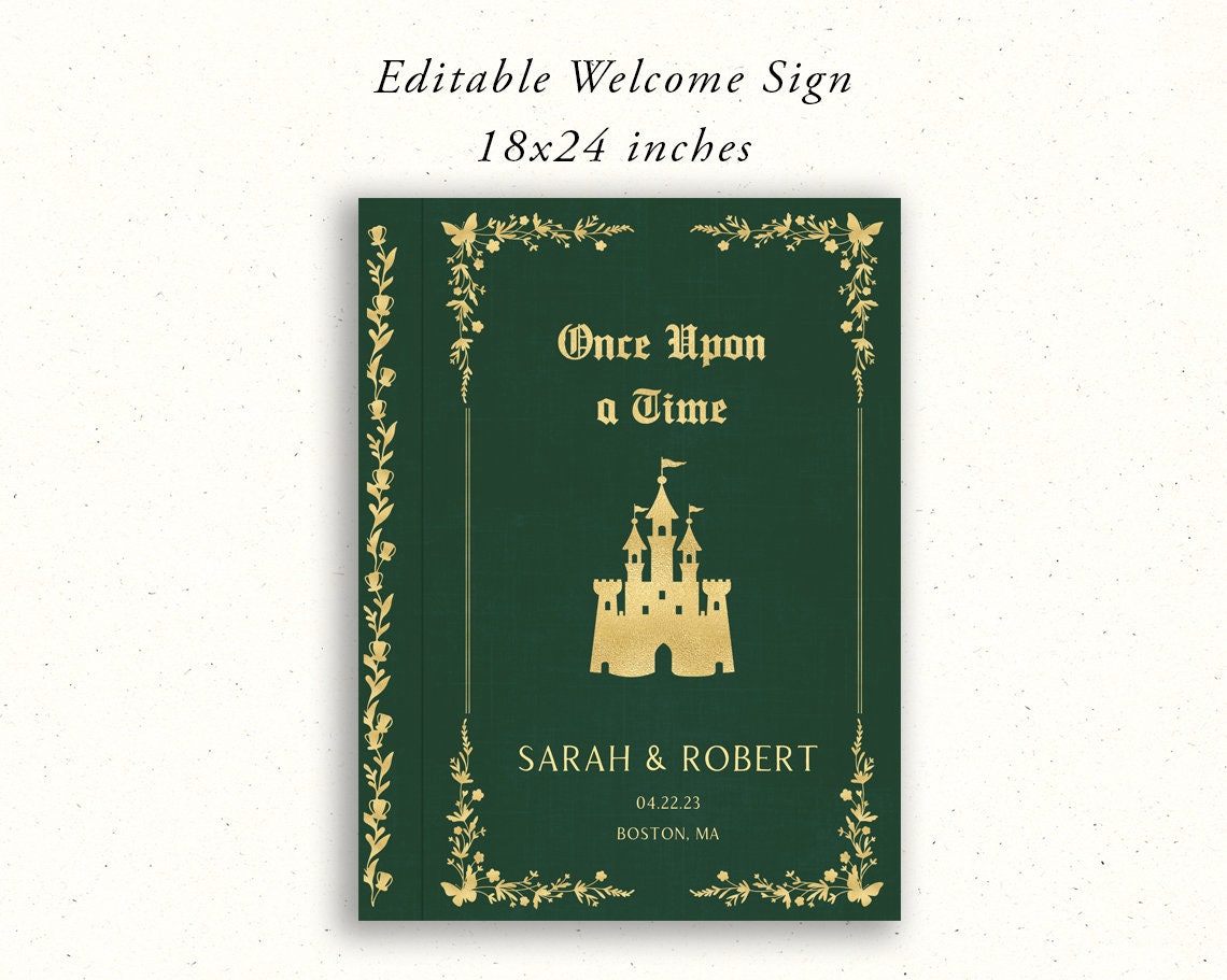 Emerald Fairytale Welcome Sign Template, 18x24 Book, Enchanted Forest ...