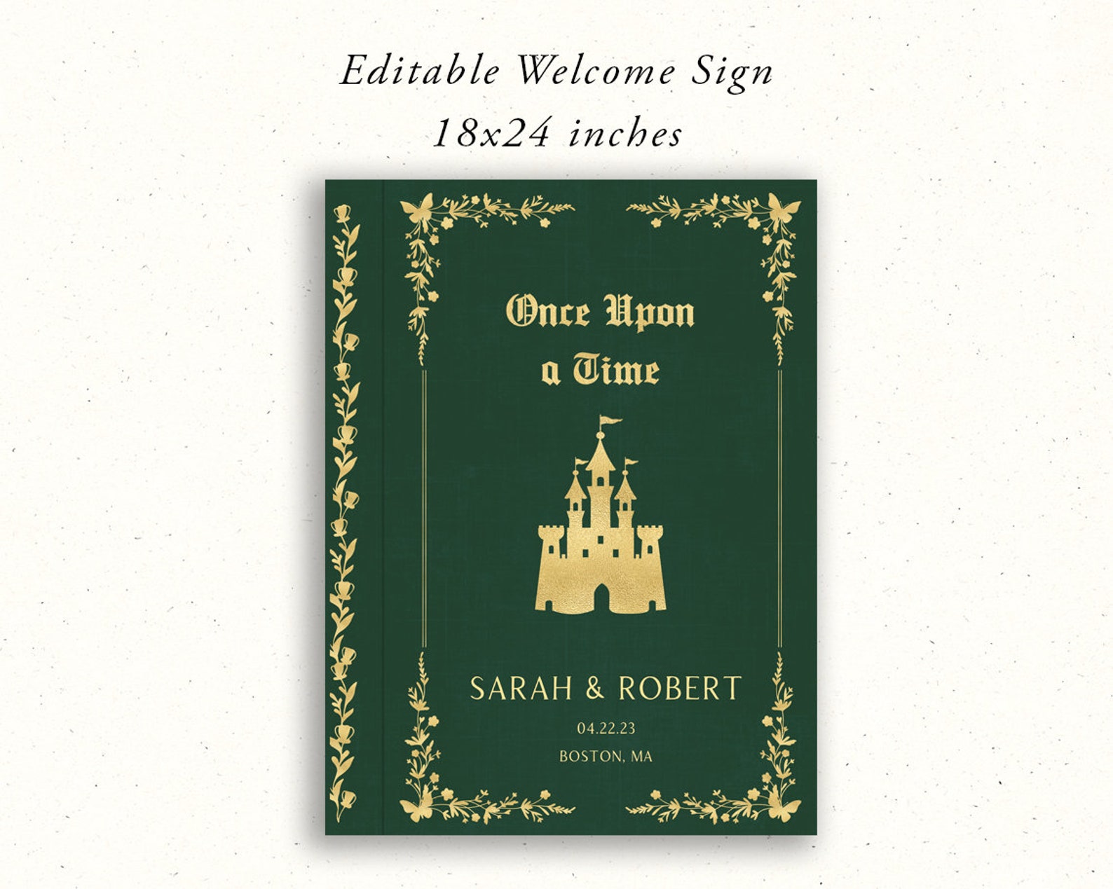 Emerald Fairytale Welcome Sign Template, 18x24 Book, Enchanted Forest ...
