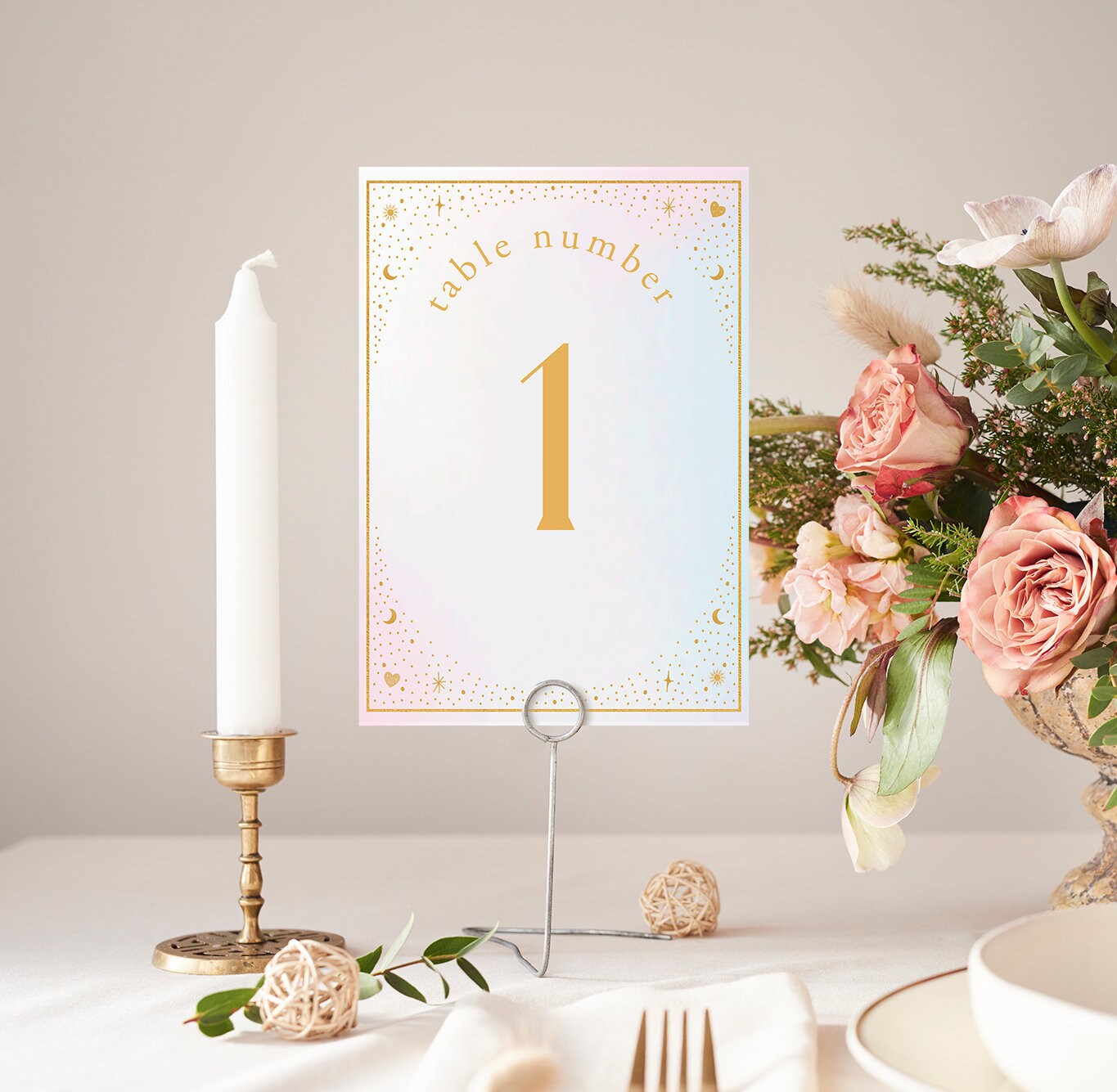 Moon and Stars Table Number Template BUNDLE, 5x7, Pearlescent Mystical ...