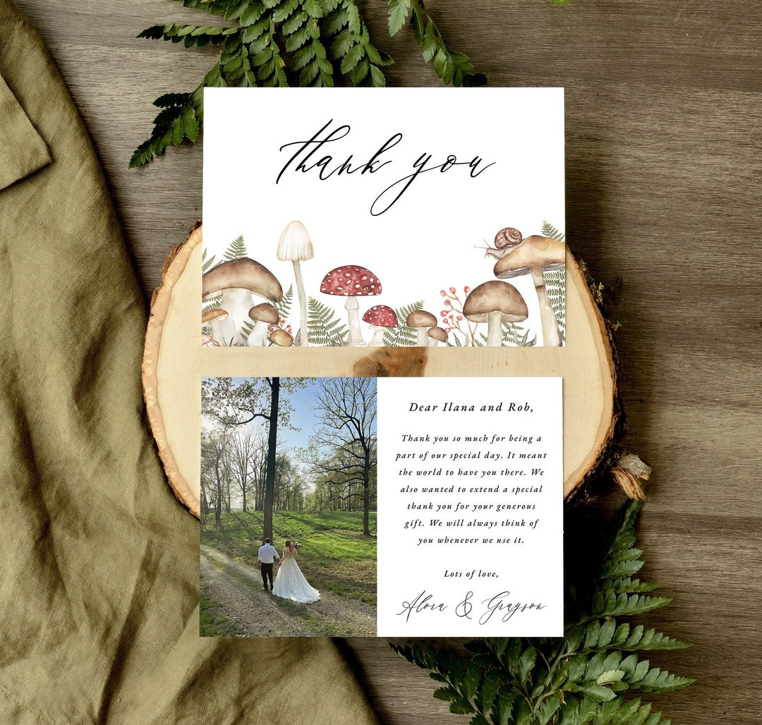 Mushroom Thank You Card Template, 5x7, Editable Thank You, Mushroom ...