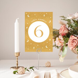 Moon and Stars Table Number Template BUNDLE, 5x7, Pearlescent Mystical ...