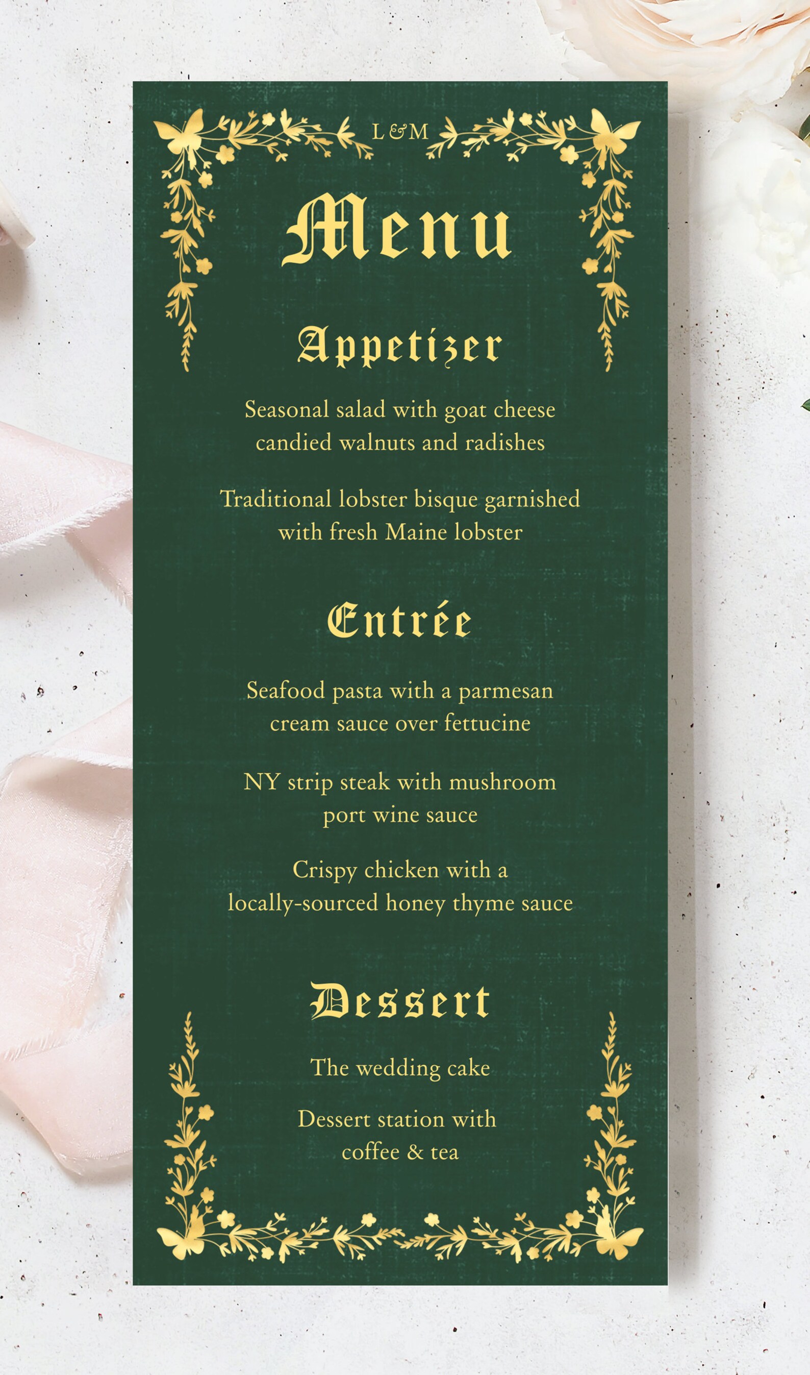 Emerald Green Fairytale Wedding Menu Template, Enchanted Forest Story ...