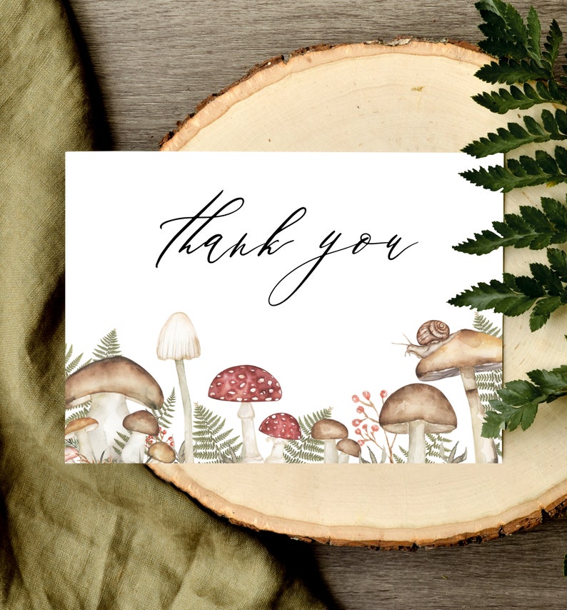 Mushroom Thank You Card Template 5x7 Editable Thank You - Etsy