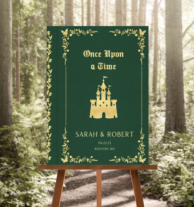 Emerald Fairytale Welcome Sign Template, 18x24 Book, Enchanted Forest ...