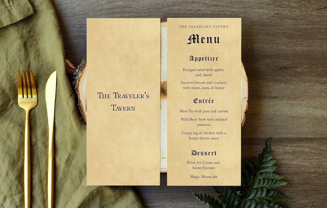 Fantasy Tavern Menu Template, Old Time Tavern Inn Paper, Fairytale ...