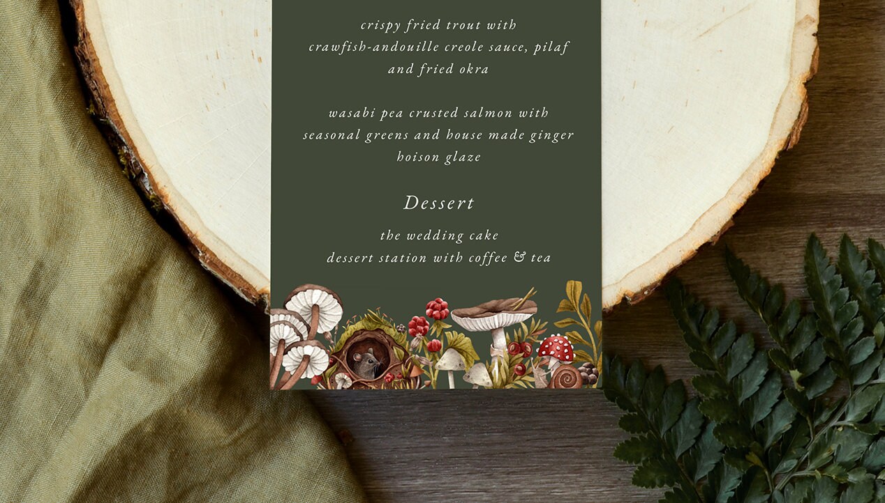 Forest Green Wedding Menu Template Fairytale Mushroom - Etsy