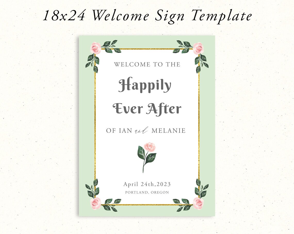 Cottagecore Welcome Sign Template 18x24 Garden Wedding - Etsy