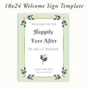 Cottagecore Welcome Sign Template, 18x24, Garden Wedding, Storybook ...