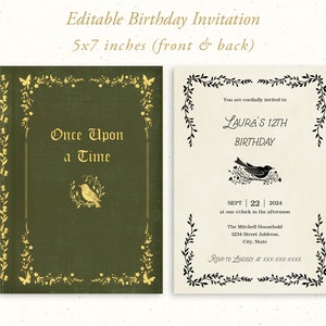 Fairytale Birthday Invitation Template, Book, Enchanted Forest ...